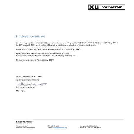 Employee certificate reference | PDF