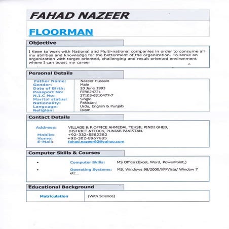 fahad CV 1 | PDF
