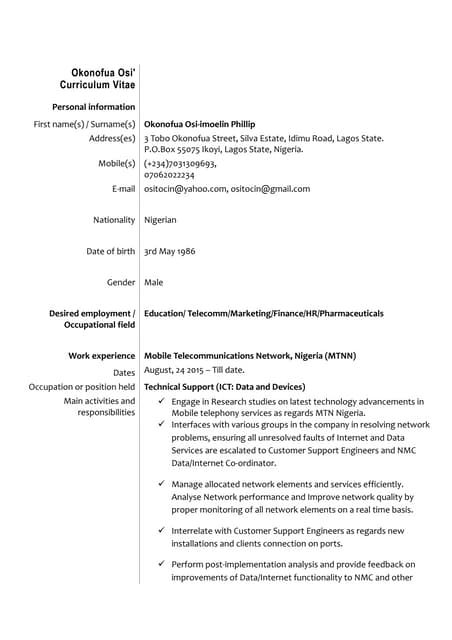 ANJORIN ADEBOYE BENJAMIN CV | PDF