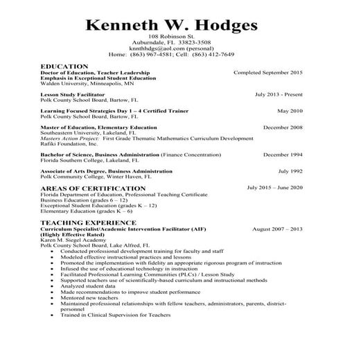 Resume - Kenny Hodges | PDF