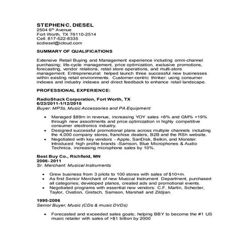 STEPHEN C DIESEL RESUME | DOCX