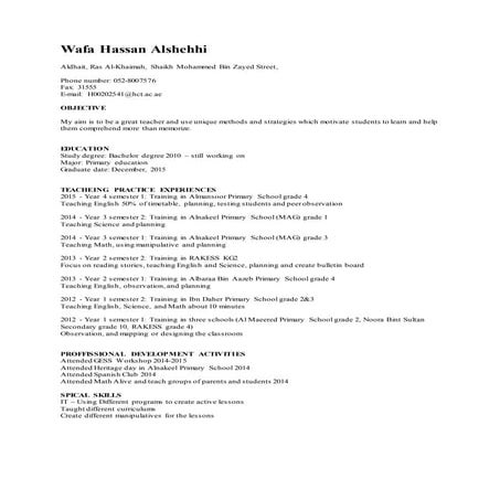Wafa Hassan Alshehhi CV | DOCX