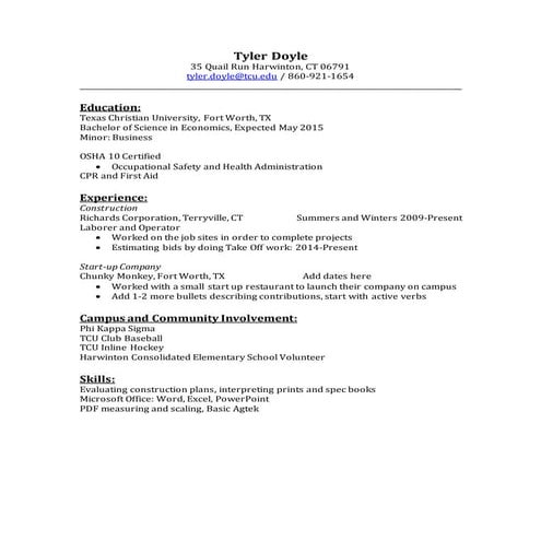 Tyler Resume | DOCX
