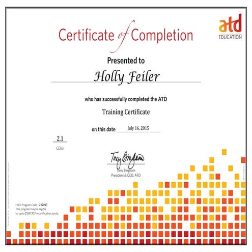 ATD Trainer Certificate 2015 | PDF