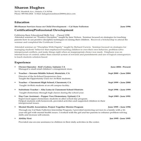 Shari Hughes Resume 2016-2 | PDF
