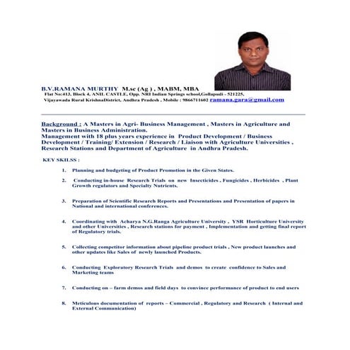 RESUME - B.V.RAMANA MURTHY | DOC