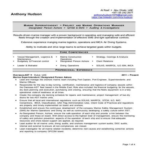 A Hudson CV final | DOCX | Scuba Diving | Extreme Sports