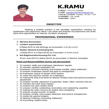 Ramu Resume | DOCX