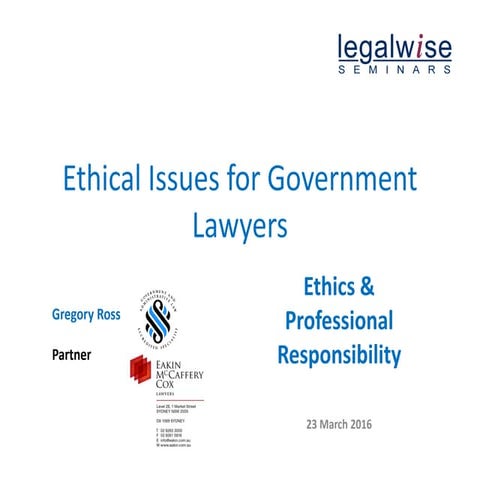 Ethical issues for Government Lawyers 23.3 | PDF