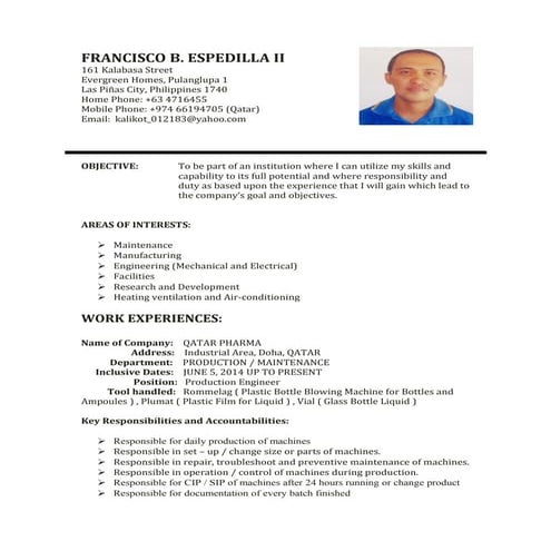Francisco_Espedilla_II_RESUME_2015 | DOC