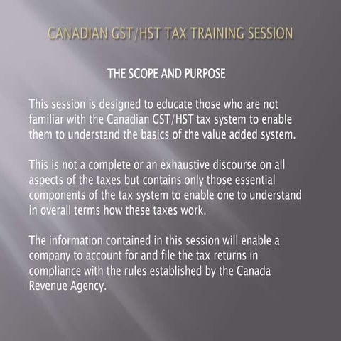 GST-HSTTRAINING MANUAL | PPTX