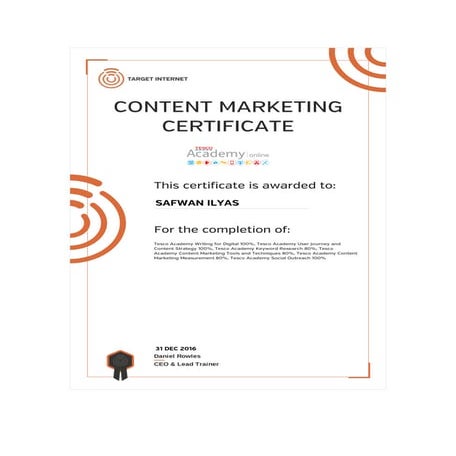 content marketing certificate | PDF | Marketing and Advertising | Business