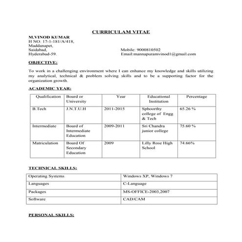 vinod resume perfect | DOC