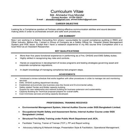 Curriculum Vitae of Ahmedul Huq | DOC | Human Resources | Business