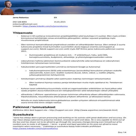 Cv it management finnish | PDF
