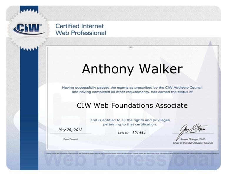 CIW WEB Certificate