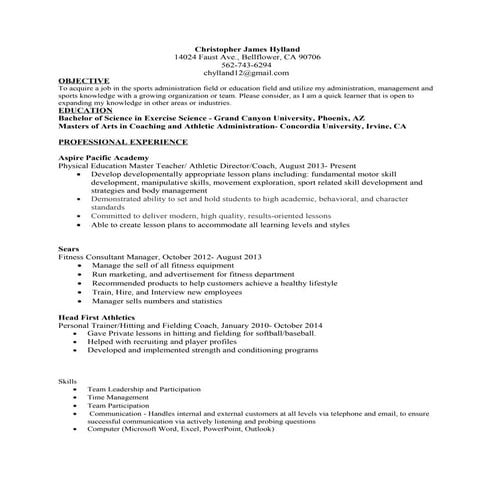 Chris Resume | DOC | Sports