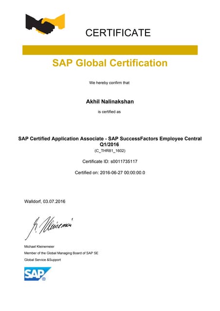 SAP certificates | PDF