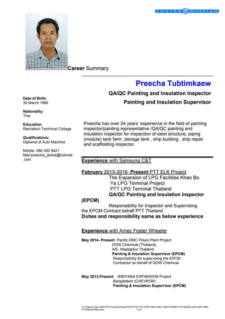 COATING/ INSULATION/ PASSIVE FIRE PROTECTION /SUPERVISOR | PDF