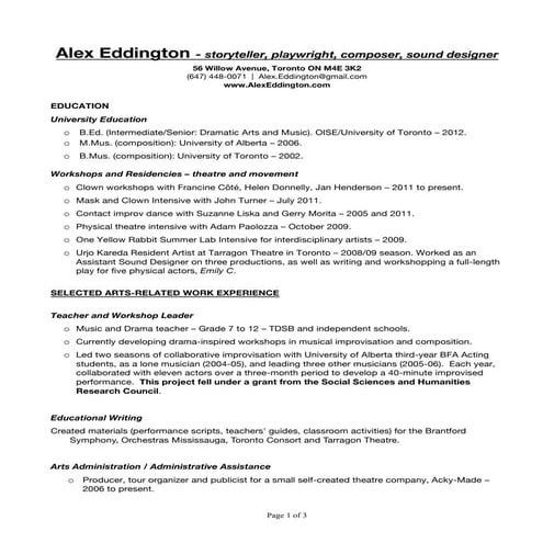 Acting Resume Andrew | DOCX