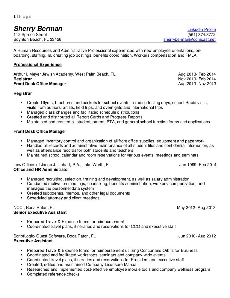 Sherry Berman Professional Resume