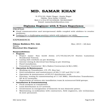 Samar khan resume (1) | DOC