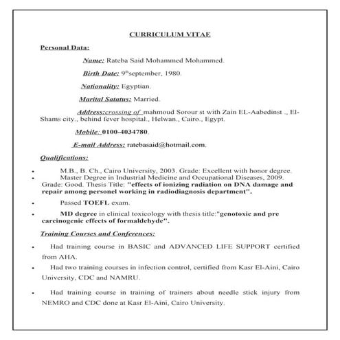 CV | DOC | Infectious Diseases | Diseases and Conditions