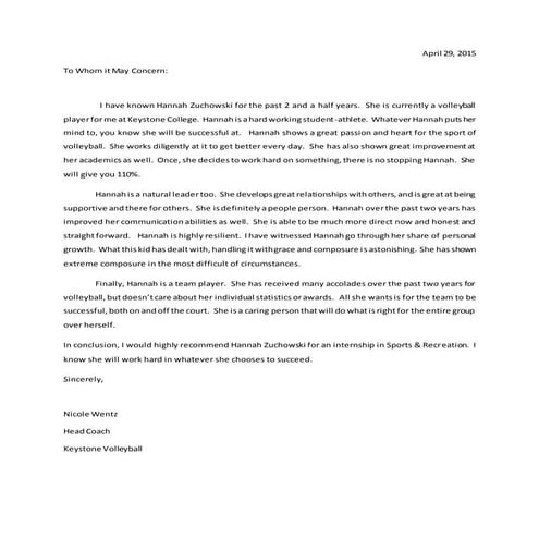 letter from coach | DOCX