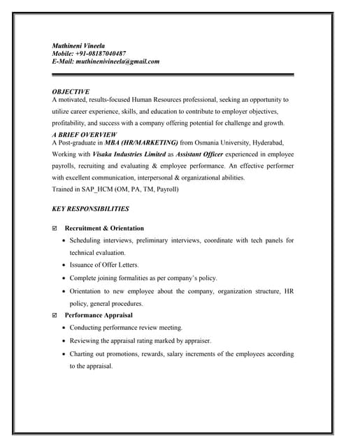 Resume for Store incharge | PDF