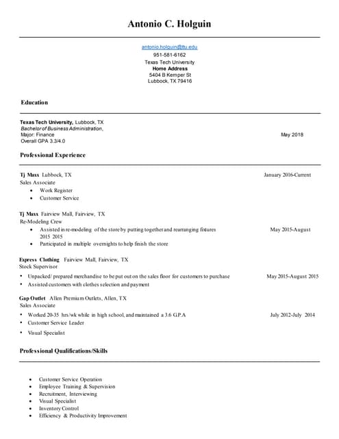 Resume MT III - TTU | DOCX