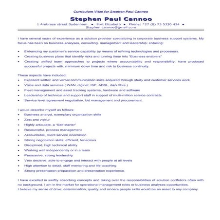 Stephen Cannoo Comprehensive CV Feb 2015 ver1.1 | DOC