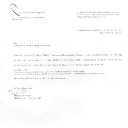 Current Technology Experience Letter | PDF | Technology & Computing