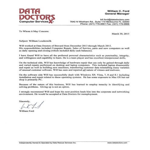Data Doctors recommendation letter | PDF