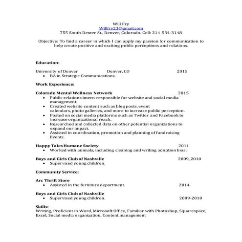 Rebecca Mahony Resume | PDF