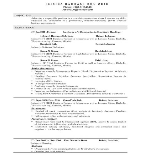 Jessica Rahbani Bou Zeid CV | PDF
