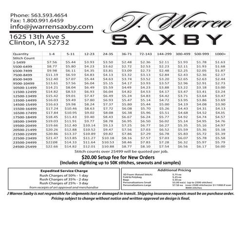 embroidery pricing | PDF