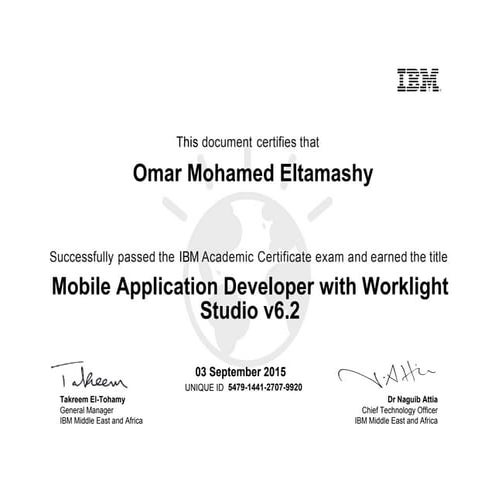 Mobile Application Developer with Worklight Studio v6.2_certificate | PDF