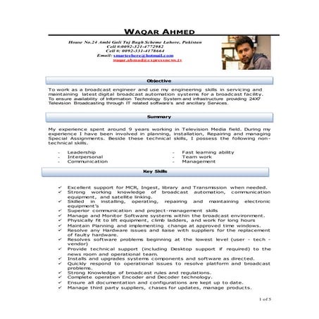 Resume Waqar A | DOCX | IT and Internet Support | Internet