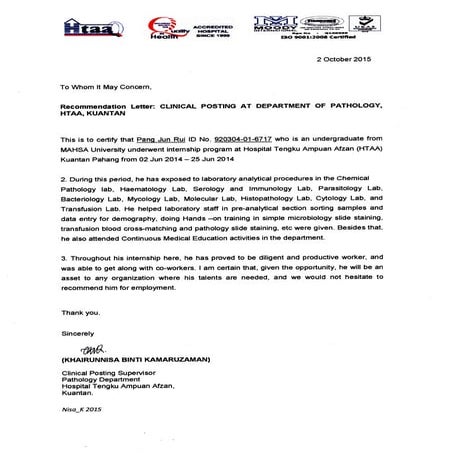 Recommendation Letter from HTAA | PDF