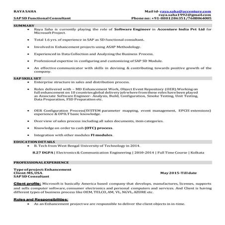 Raya-SAP SD Resume | DOCX