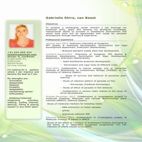 resume Gabrielle van Beest | PDF
