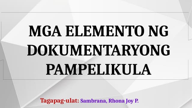 Elemento ng pelikula | PPTX