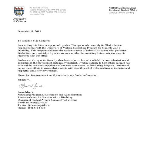Reference Letter RCSD | PDF