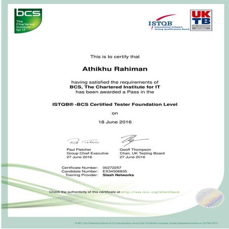 ISEB ISTQB CTFL certificate | PDF