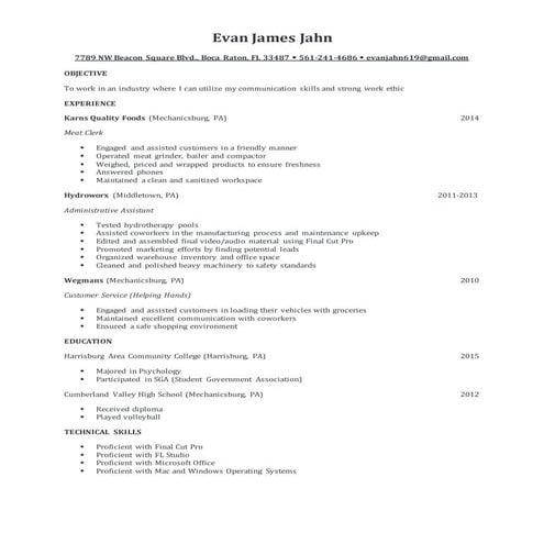 Evan Jahn Resume | DOCX