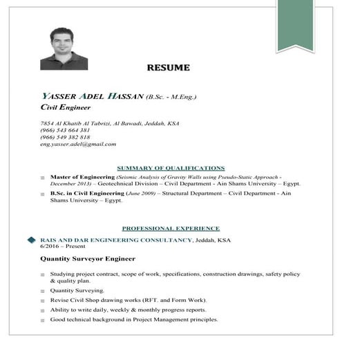 Eng.Yasser Adel 2009 (CV) | PDF