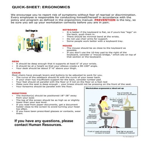 Healthy Workstation Guidelines | Humanscale | PDF