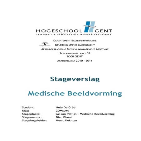 Stageverslag AZ Jan Palfijn | PDF | Medical Health