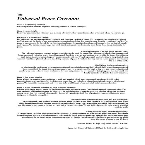 Universal Peace Covenant | DOCX