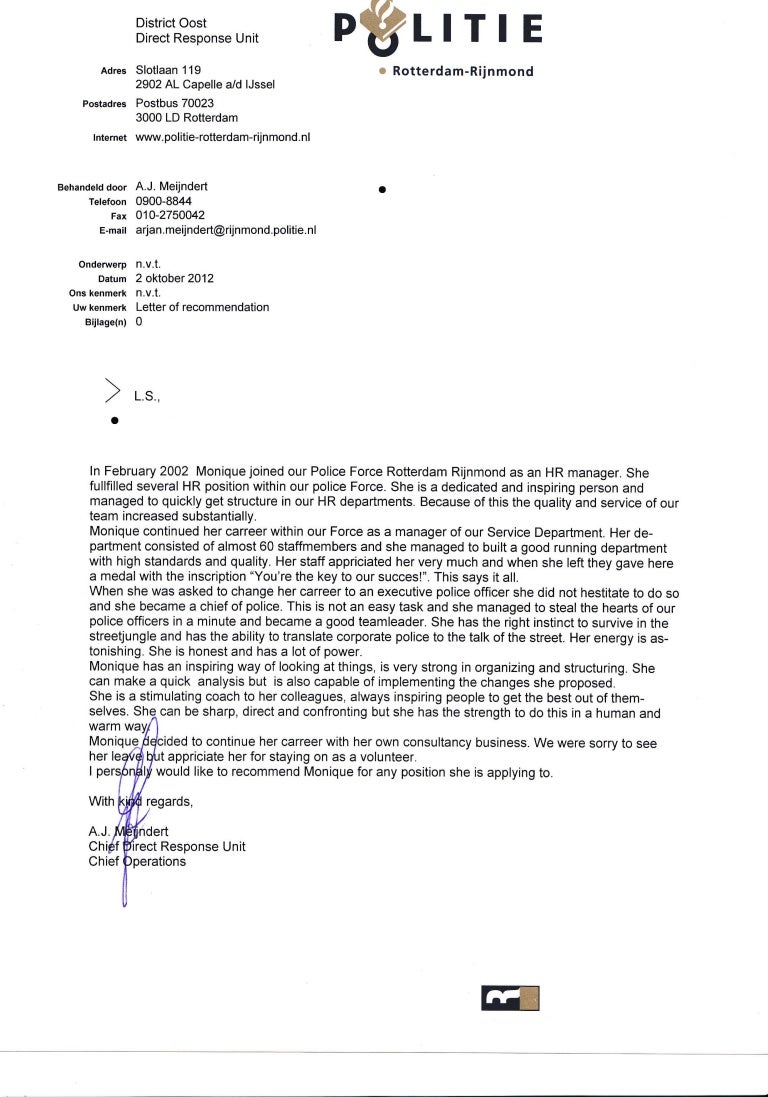 Letter Of Recommendation Police MoniqueVANDERSTEEN letter-of-recommendation-police-moniquevandersteen